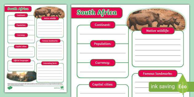 KS1 South Africa Fact File Template (l'enseignant a fait)