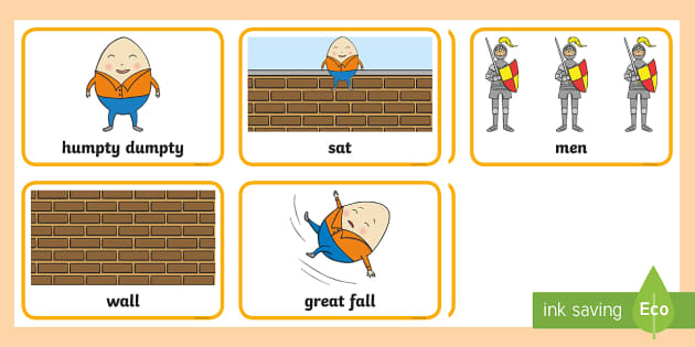 * NEW * Humpty Dumpty Nursery Rhyme Picture Flashcards - baby sign language