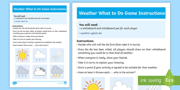 Weather What To Do Game Instructions (teacher made) - Twinkl
