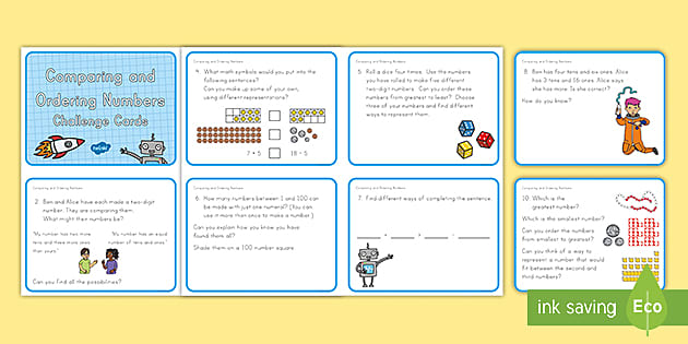 Comparing And Ordering Numbers Challenge Cards