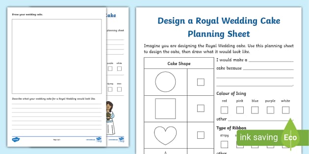 KS1 Design a Royal Wedding Cake Planning Worksheet - Twinkl