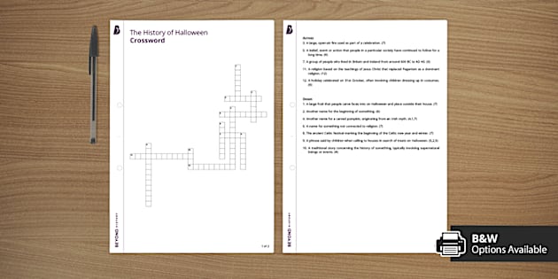 The History of Halloween Crossword (teacher made) - Twinkl