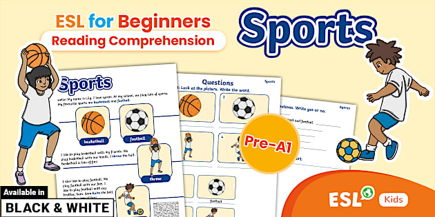ESL for Beginners - Reading Comprehension: Sports {Kids}