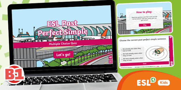 ESL Past Perfect Simple Interactive Multiple Choice Game [Kids, B1]