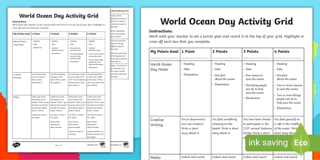 World Ocean Day Differentiated Activity Grid (Teacher-Made)