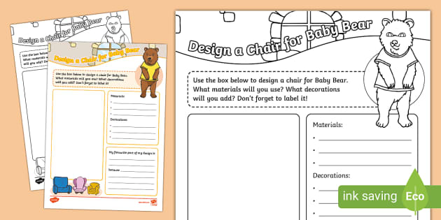 Design a Chair for Baby Bear Worksheet - Twinkl