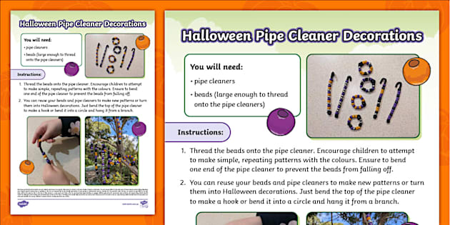 Halloween Pipe Cleaner Decorations (teacher made) - Twinkl