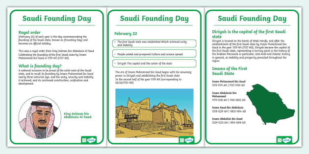 FREE! - Saudi Founding Day Cards (Teacher-Made) - Twinkl