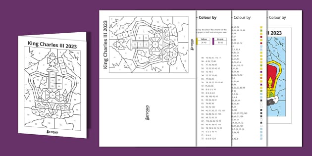👉 Maths Coronation Day Card Mean Median Mode Colour by Number