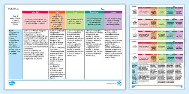 Year 5 Mathematics Rubric Pack (Teacher-Made) - Twinkl