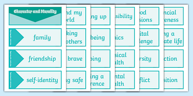 Character and Morality - Theme Word Cards - UAE Moral Ed