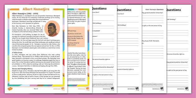 Albert Namatjira Differentiated Reading Comprehension
