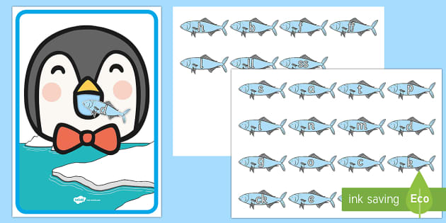 Feed the Penguin Phase 2 Phonics Activity (teacher made)