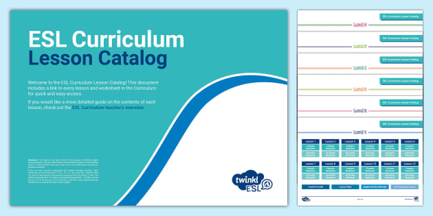 FREE! - ESL Curriculum Lesson Catalogue for Teachers