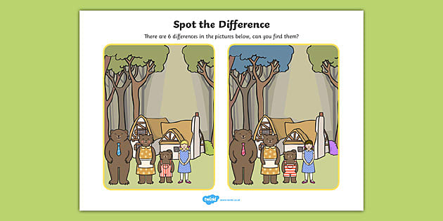 Goldilocks and the Three Bears Spot the Difference Activity