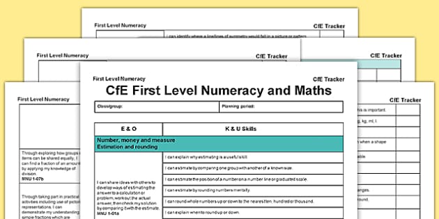 Numeracy and Mathematics CfE First Level Tracker - Twinkl Numeracy and Mathematics CfE First Level Tracker - Twinkl