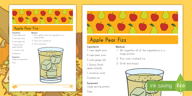 Fall Apple Pear Fizz Recipe (teacher made) - Twinkl