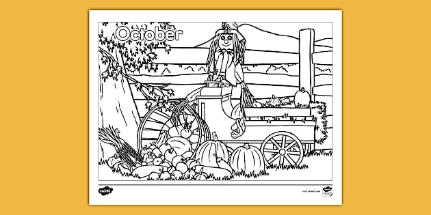 October Coloring Sheet (Hecho por educadores) - Twinkl