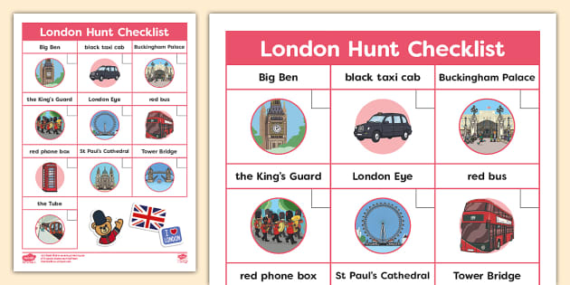 Let's Visit London! London Hunt Checklist