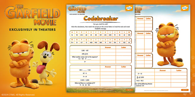 FREE! - Garfield: Math Codebreaker Activity for 3rd-5th Grade