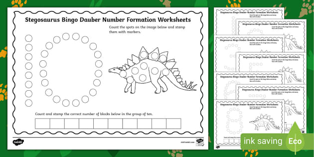 FREE! - Stegosaurus Bingo Dauber Number Formation Worksheets