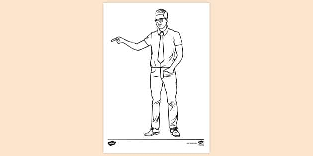 FREE! - Man Pointing Colouring Sheet (teacher made) - Twinkl