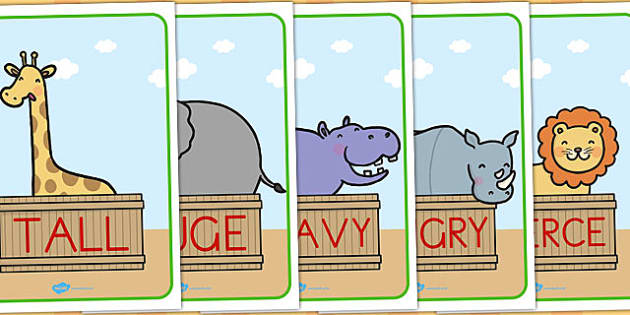 Zoo Animals Adjectives Display Posters - australia, display