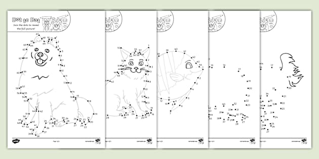 Counting in 2s Dot to Dot Sheets Animals (teacher made)
