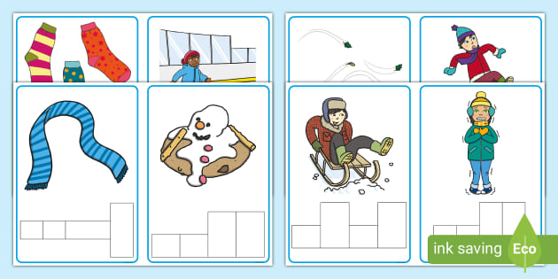 Winter CVCC and CCVC Words Phoneme Frames Activity - Twinkl