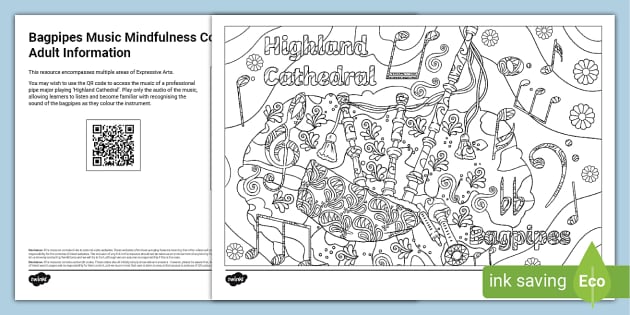 Bagpipes Music Mindfulness Colouring Page (Teacher-Made)