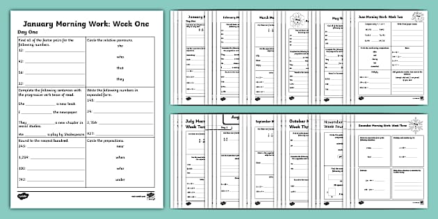 Fourth Grade 12 Months of Morning Work Pack (teacher made)