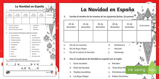Spanish Christmas Worksheets | Christmas in Spain