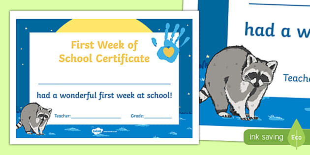 First Week of School Certificate | Download and Use!