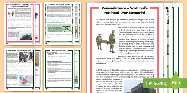 First World War Differentiated Reading Comprehension Resource Pack