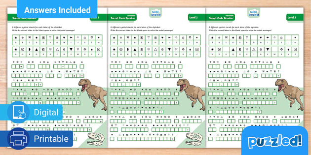 Fun Dinosaurs Secret Code Breaking Puzzle Pack - AL - Kids