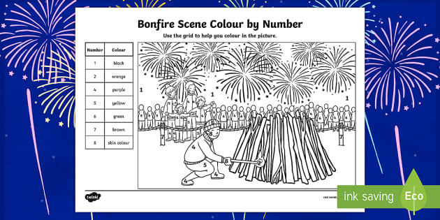 KS1 Bonfire Night Scene Colour by Number (teacher made)