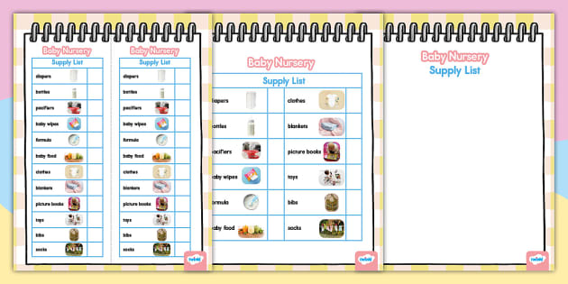 Baby Nursery Dramatic Play Supply List (teacher made)