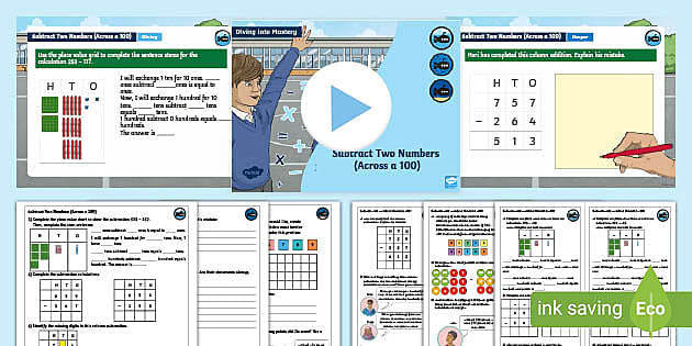 👉 White Rose compatible Y3 Subtract 3-digit number no exchange