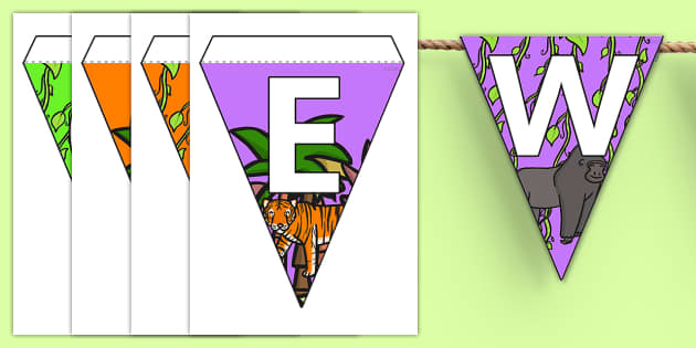 👉 Welcome to Our Class Bunting Jungle Themed - Twinkl