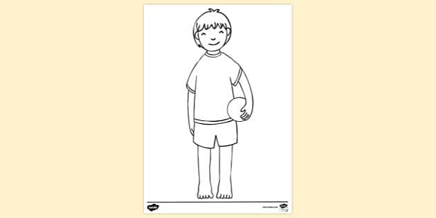 FREE! - Child With Ball Under Arm Colouring Sheet - Twinkl