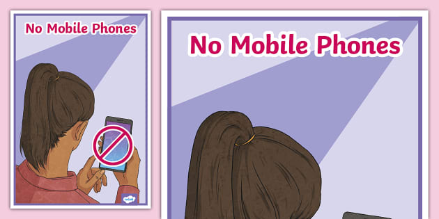 No Mobile Phones Display Poster (Teacher-Made) - Twinkl