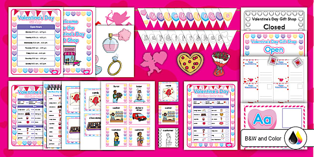 Valentine's Day Gift Shop Dramatic Play Pack - Twinkl