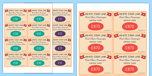 The Titanic Role Play Tickets (teacher made)