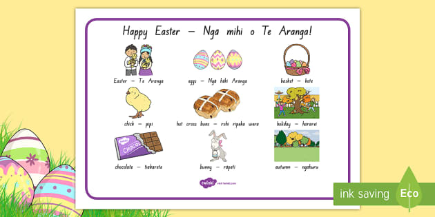 New Zealand Easter Word Mat - English/Te Reo Māori - Twinkl