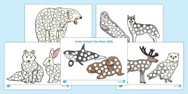 Arctic Animals Themed Button Placing Fine Motor Skills