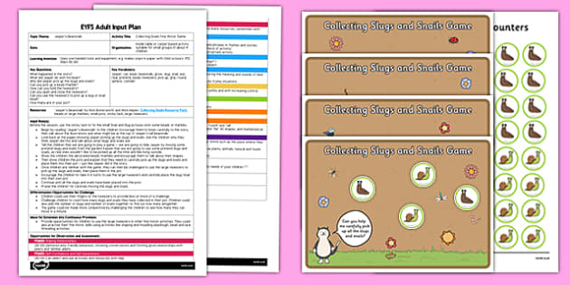 Collecting Snails Fine Motor Game EYFS Adult Input Plan and Resource Pack