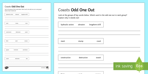Coasts Worksheet / Worksheet (teacher made)