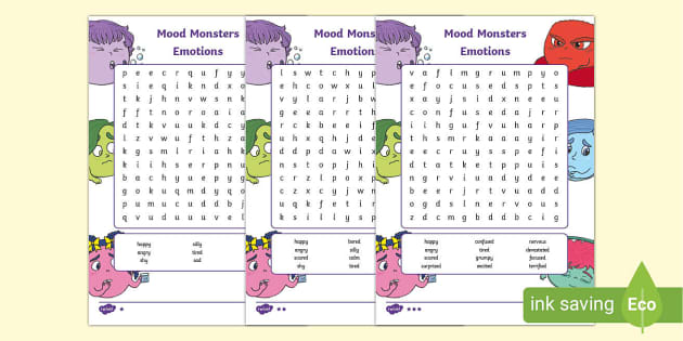 Mood Monsters Word Search (teacher made) - Twinkl