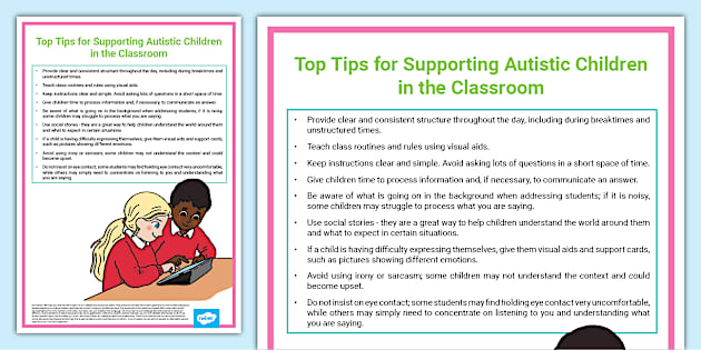 Top Tips for Supporting Autistic Children in the Classroom