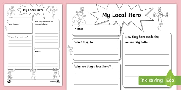 My Local Hero Fact File Template (teacher made)